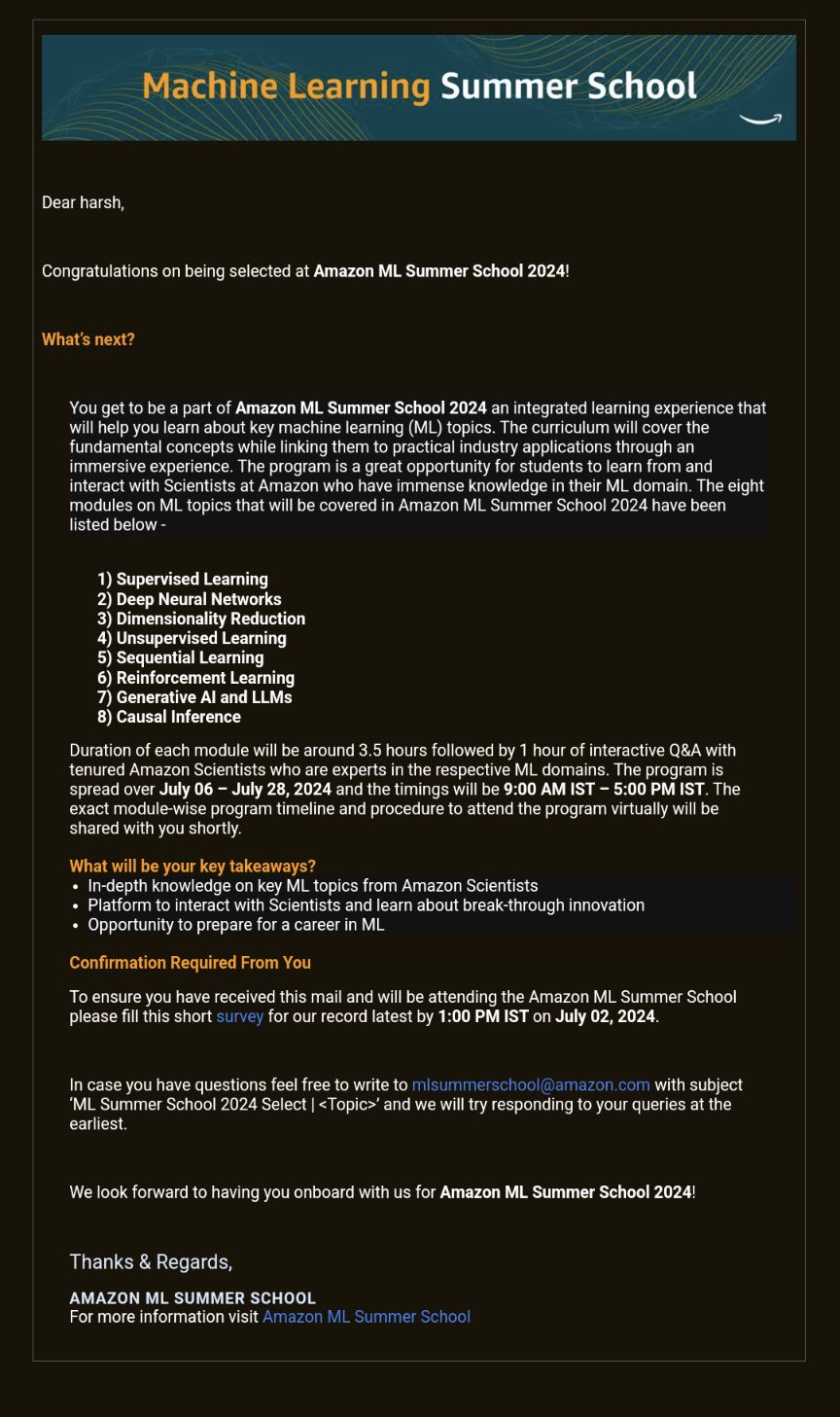 Harsh Raj on LinkedIn: #amazonmlsummerschool #machinelearning #careerlnml Harsh Raj on LinkedIn: #amazonmlsummerschool #machinelearning #careerlnml