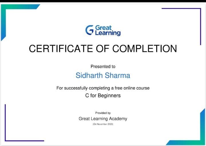 Sidharth Sharma on LinkedIn: #cprogramming #greatlearning #coding Sidharth Sharma on LinkedIn: #cprogramming #greatlearning #coding
