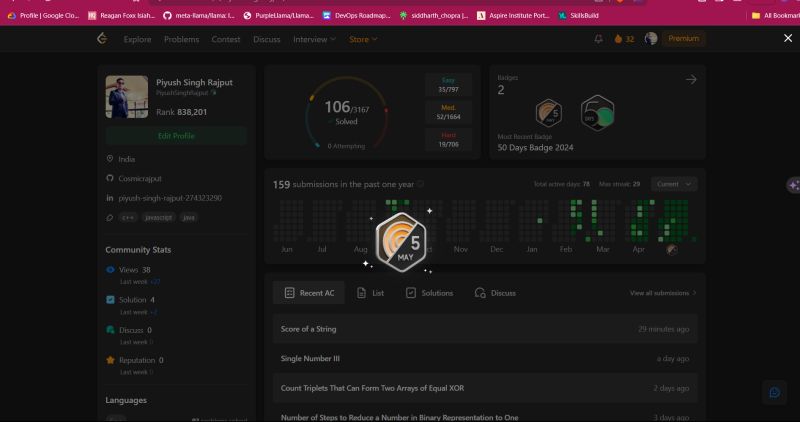 Piyush Singh Rajput on LinkedIn: #leetcode #maybadge #codingchallenge Piyush Singh Rajput on LinkedIn: #leetcode #maybadge #codingchallenge