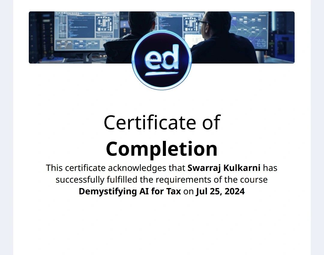 Swaraj S Kulkarni on LinkedIn: Certificate of Completion Course AI ... Swaraj S Kulkarni on LinkedIn: Certificate of Completion Course AI ...