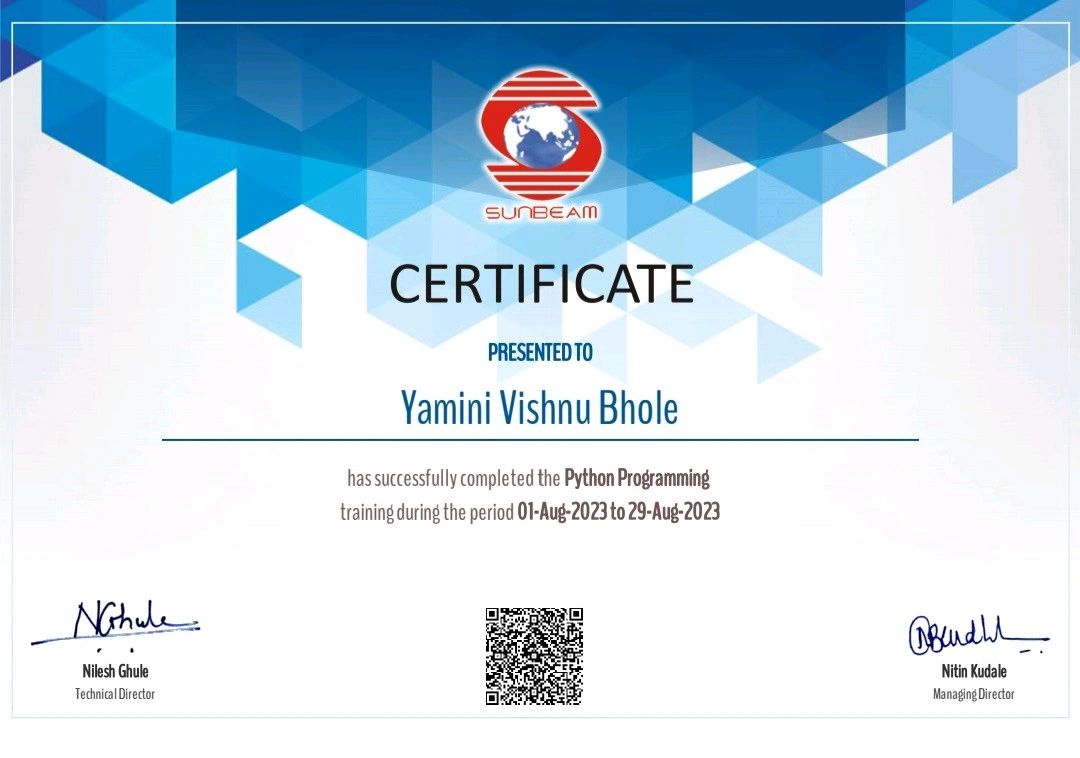 Yamini Bhole on LinkedIn: #pythonprogramming Yamini Bhole on LinkedIn: #pythonprogramming