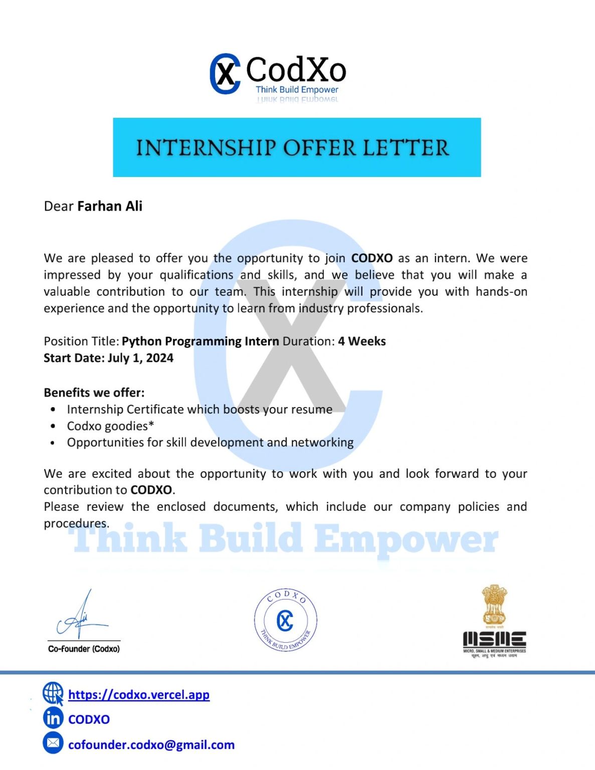 Farhan Alee on LinkedIn: #internship #codxo #careergrowth #techinnovation Farhan Alee on LinkedIn: #internship #codxo #careergrowth #techinnovation
