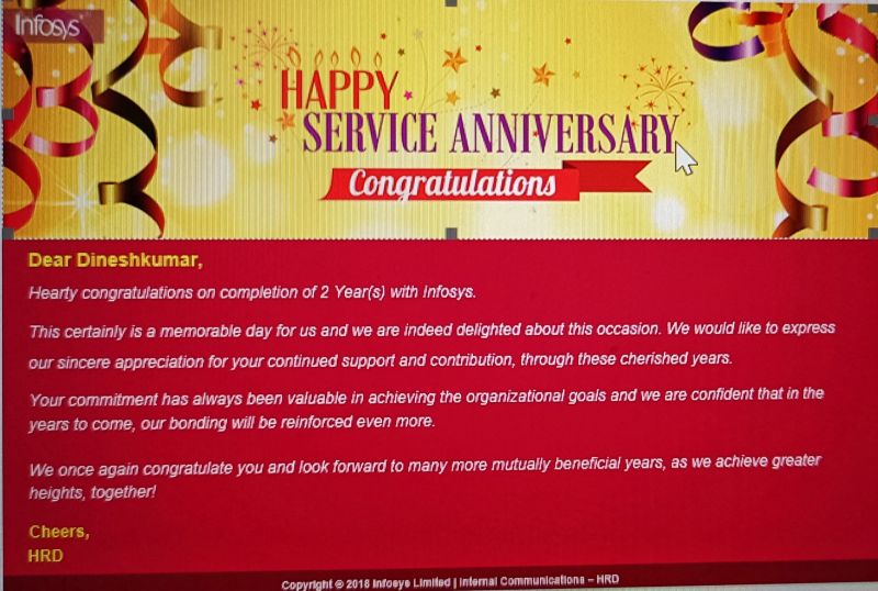 Dinesh Kumar M on LinkedIn: Celebrating 2 years at Infosys 🎉🎉🎉 Dinesh Kumar M on LinkedIn: Celebrating 2 years at Infosys 🎉🎉🎉
