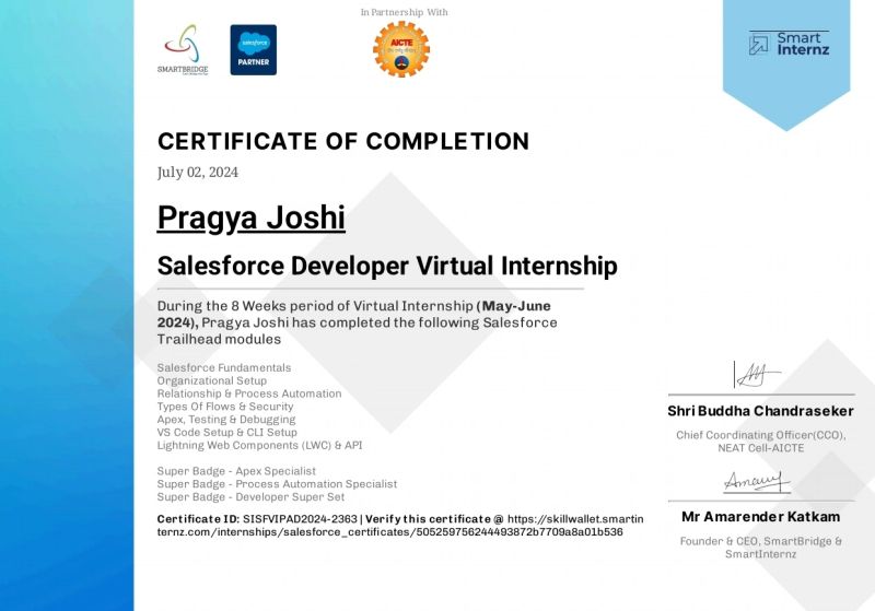 PRAGYA JOSHI on LinkedIn: #salesforce #developer #internship # ... PRAGYA JOSHI on LinkedIn: #salesforce #developer #internship # ...