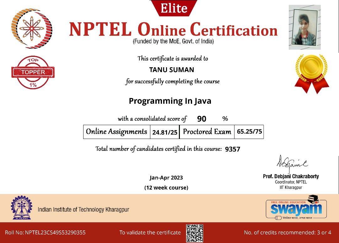 Tanu Suman on LinkedIn: #nptel #java #programming #nptel Tanu Suman on LinkedIn: #nptel #java #programming #nptel