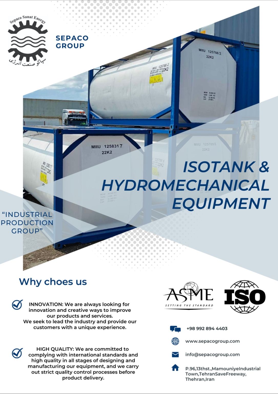 Sepaco Group on LinkedIn: #isotank #hydromechanical #industry #ایزوتانک Sepaco Group on LinkedIn: #isotank #hydromechanical #industry #ایزوتانک