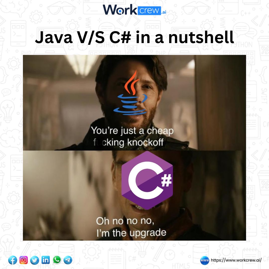 WorkCrew on LinkedIn: #javavscsharp #programminghumor #codewars # ... WorkCrew on LinkedIn: #javavscsharp #programminghumor #codewars # ...