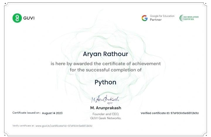 Aryan Rathour on LinkedIn: #programming #google #python #guvi #coursera ... Aryan Rathour on LinkedIn: #programming #google #python #guvi #coursera ...