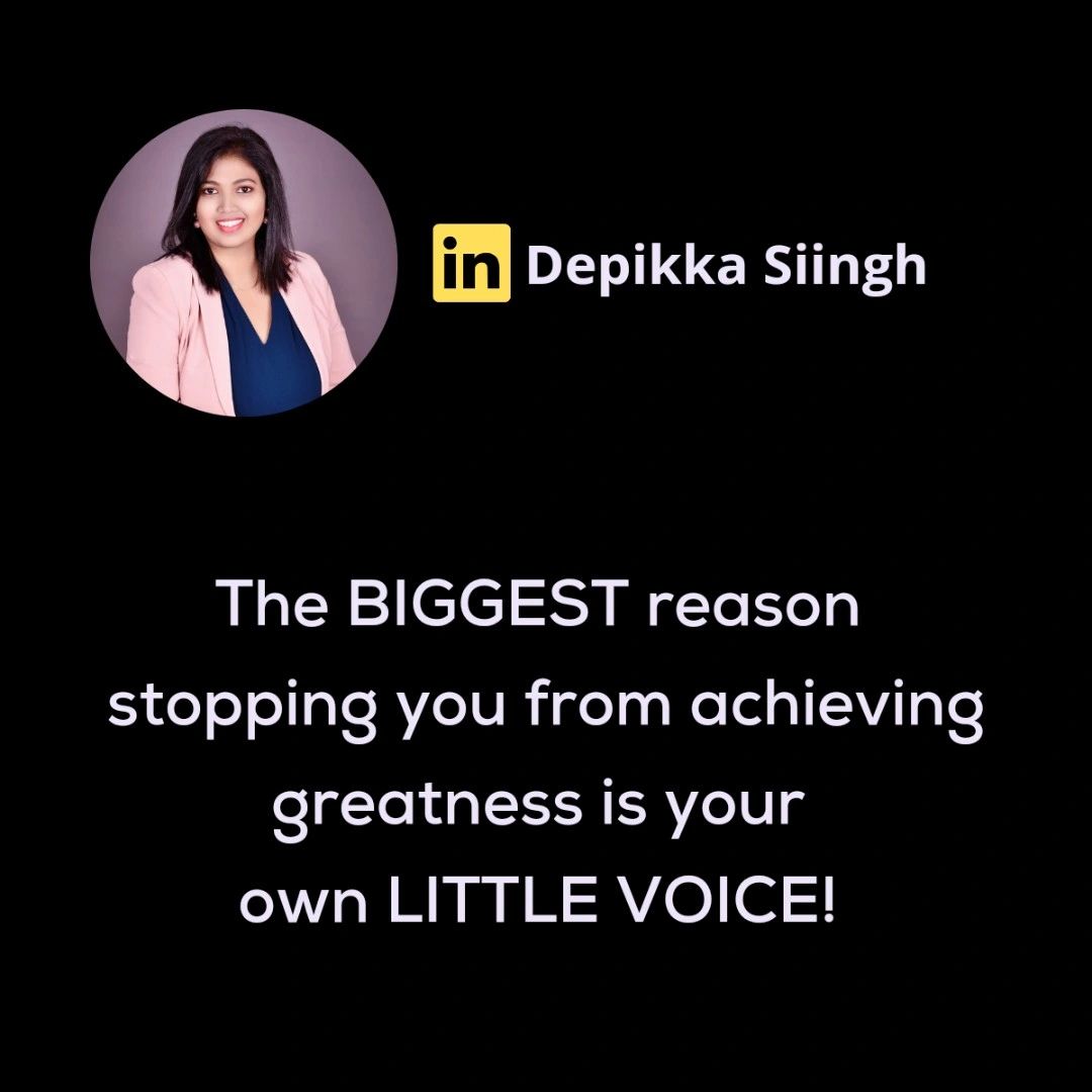 Depikka Siingh on LinkedIn: Agree? Your little voice of self doubt ... Depikka Siingh on LinkedIn: Agree? Your little voice of self doubt ...