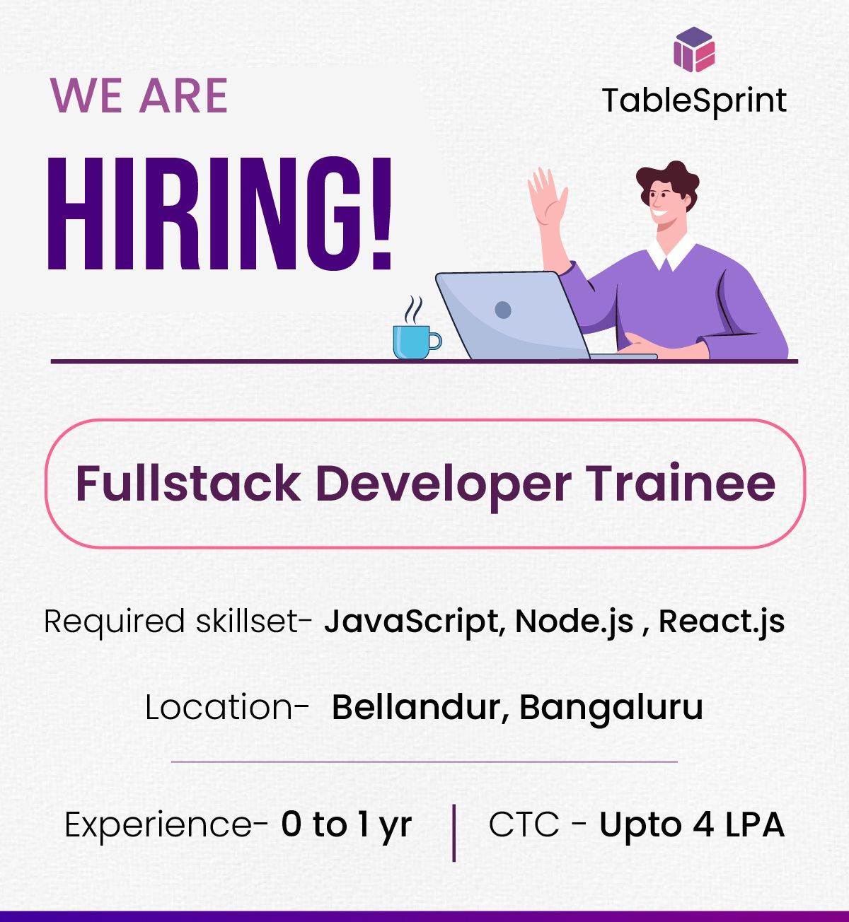 Tablesprint on LinkedIn: #fullstackdevelopment #reactjs #nodejs #hiring Tablesprint on LinkedIn: #fullstackdevelopment #reactjs #nodejs #hiring