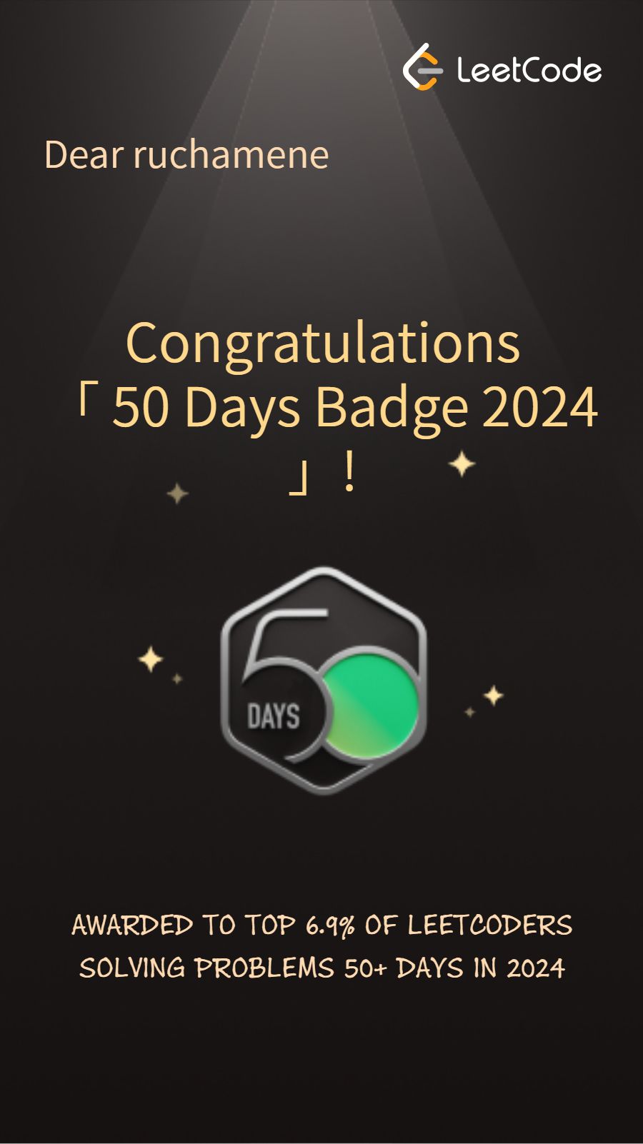 Earned 50 Days of Code badge from LeetCode | Rucha Mene posted on the ... Earned 50 Days of Code badge from LeetCode | Rucha Mene posted on the ...