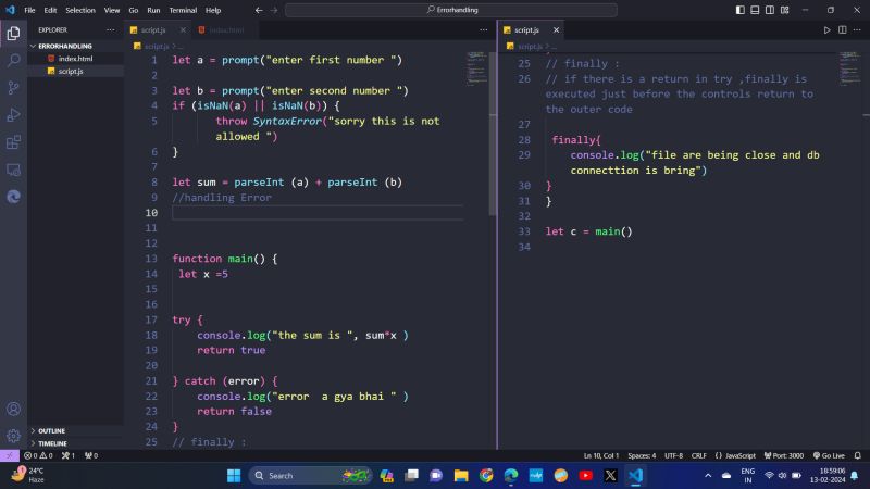 Day 3 of the 30-day coding challenge 💻🚀 Learned Try catch & error ... Day 3 of the 30-day coding challenge 💻🚀 Learned Try catch & error ...