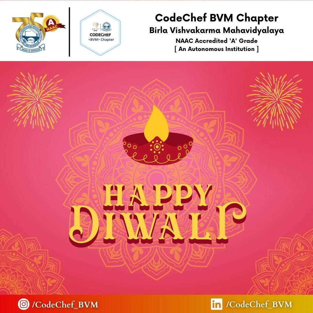 CodeChef BVM Chapter on LinkedIn: 🪔 Happy Diwali from CodeChef BVM ... CodeChef BVM Chapter on LinkedIn: 🪔 Happy Diwali from CodeChef BVM ...