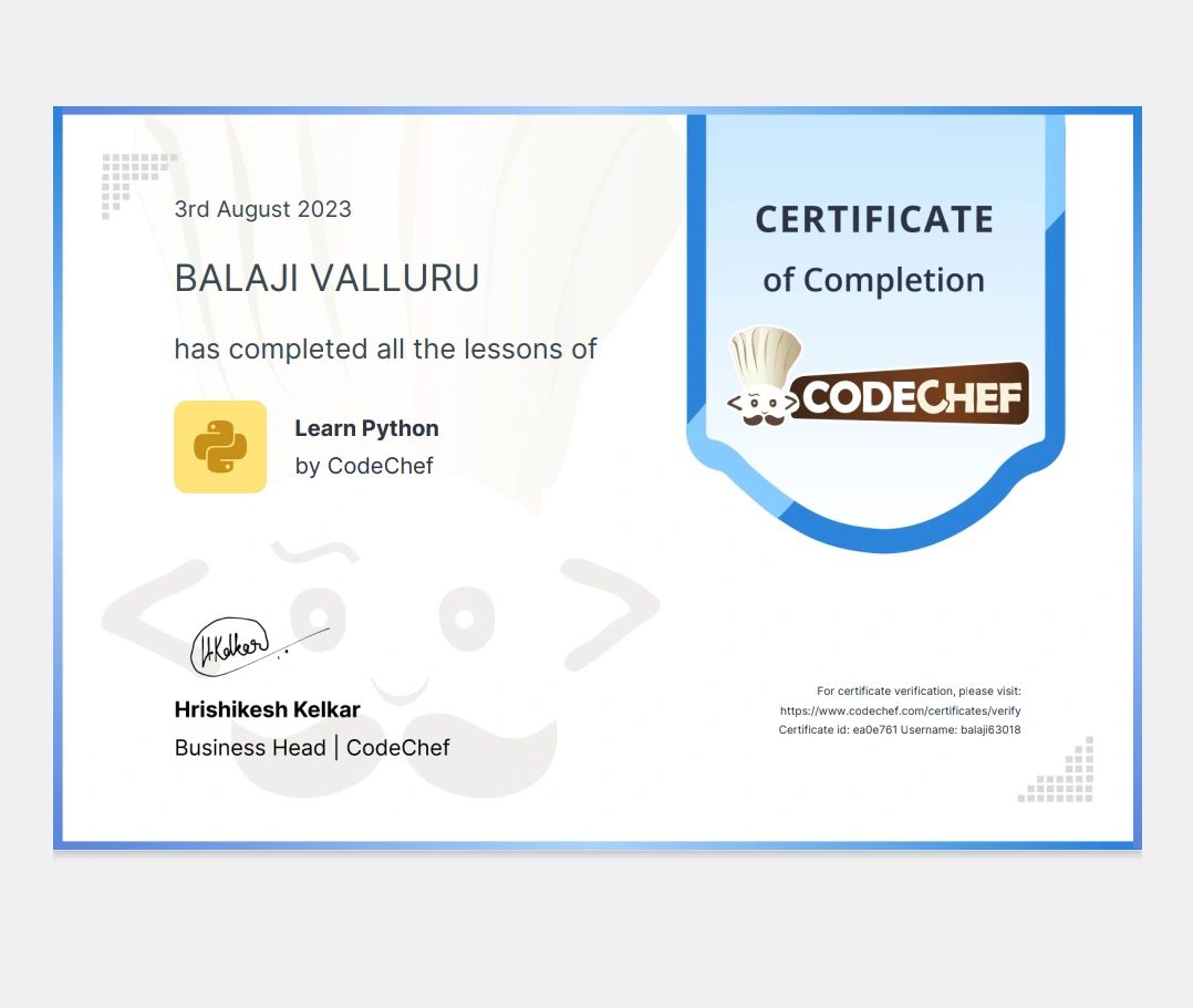 Valluru Balaji on LinkedIn: #python #codechef #programming Valluru Balaji on LinkedIn: #python #codechef #programming