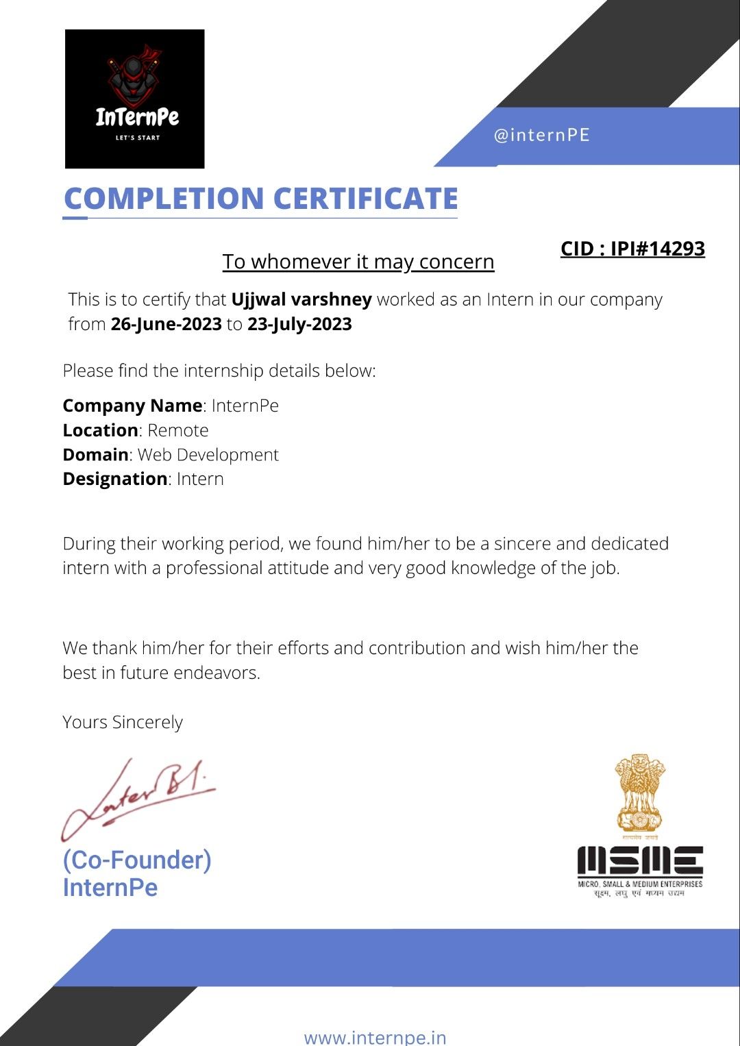 Ujjwal Varshney on LinkedIn: #internpe #internpe #internship #best # ... Ujjwal Varshney on LinkedIn: #internpe #internpe #internship #best # ...