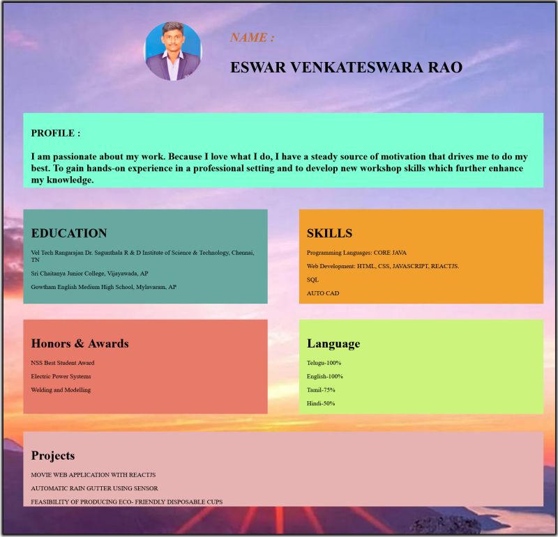 Eswar Venkateswara Rao on LinkedIn: I build my resume with HTML and CSS ... Eswar Venkateswara Rao on LinkedIn: I build my resume with HTML and CSS ...