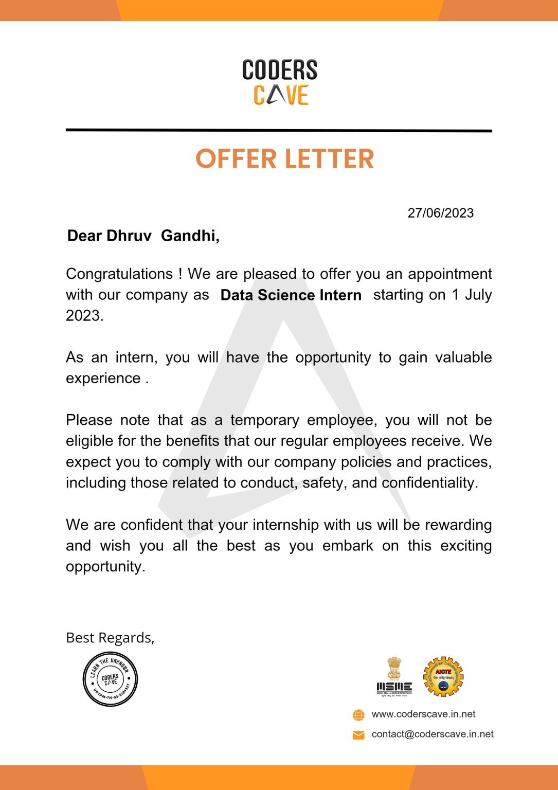Dhruv Gandhi on LinkedIn: #datascience #intern #internship Dhruv Gandhi on LinkedIn: #datascience #intern #internship