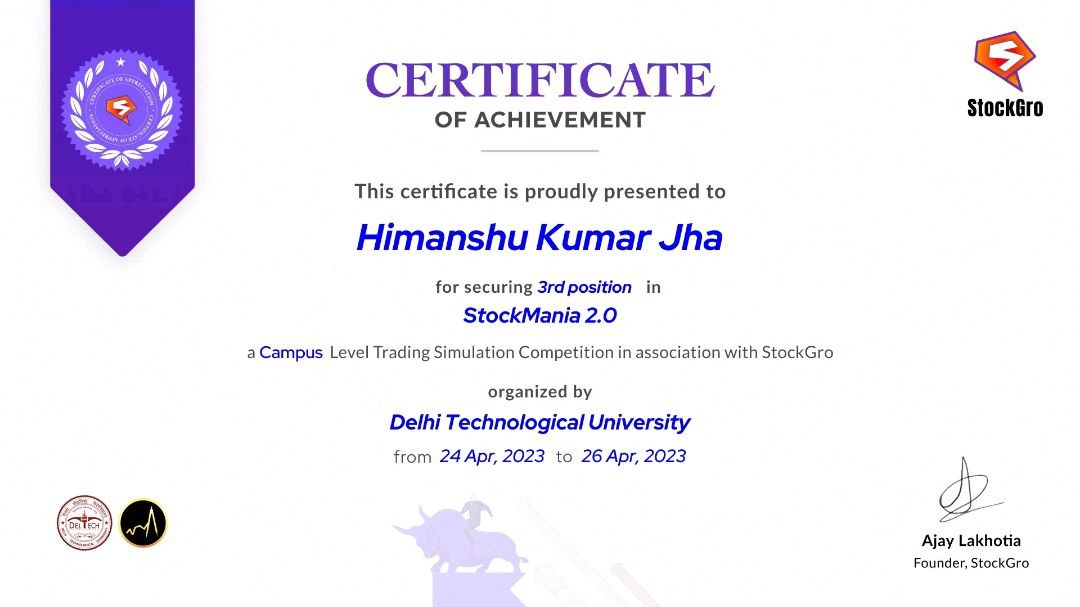 Himanshu Kumar Jha on LinkedIn: #tradingcompetition #stockgro # ... Himanshu Kumar Jha on LinkedIn: #tradingcompetition #stockgro # ...