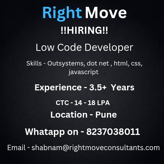 Shabnam P on LinkedIn: #outsystems #developer #lowcode #hiring # ... Shabnam P on LinkedIn: #outsystems #developer #lowcode #hiring # ...