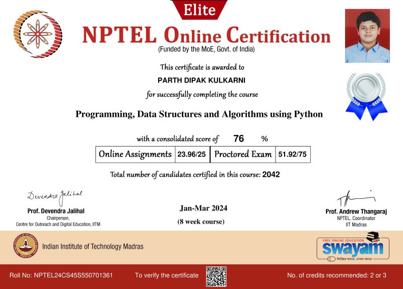 Parth Kulkarni on LinkedIn: #python #nptel Parth Kulkarni on LinkedIn: #python #nptel