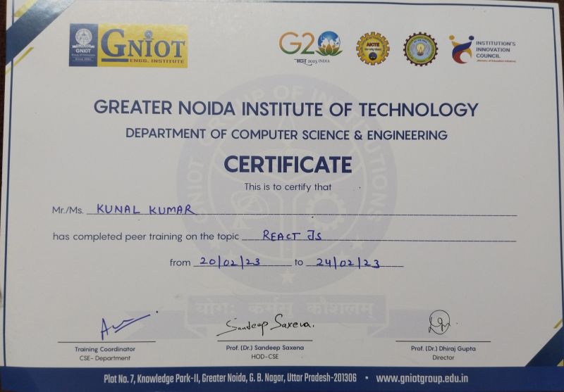 Kunal Singh on LinkedIn: #reactjs #gniot Kunal Singh on LinkedIn: #reactjs #gniot