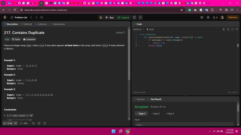 🌟 Solved LeetCode question no. 217 by using Python. | Moizna Zaheer ... 🌟 Solved LeetCode question no. 217 by using Python. | Moizna Zaheer ...
