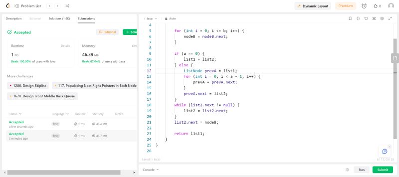 🚀 Solved LeetCode challenge 1669: Merge In Between Lists 🧩🔗 | Anay ... 🚀 Solved LeetCode challenge 1669: Merge In Between Lists 🧩🔗 | Anay ...
