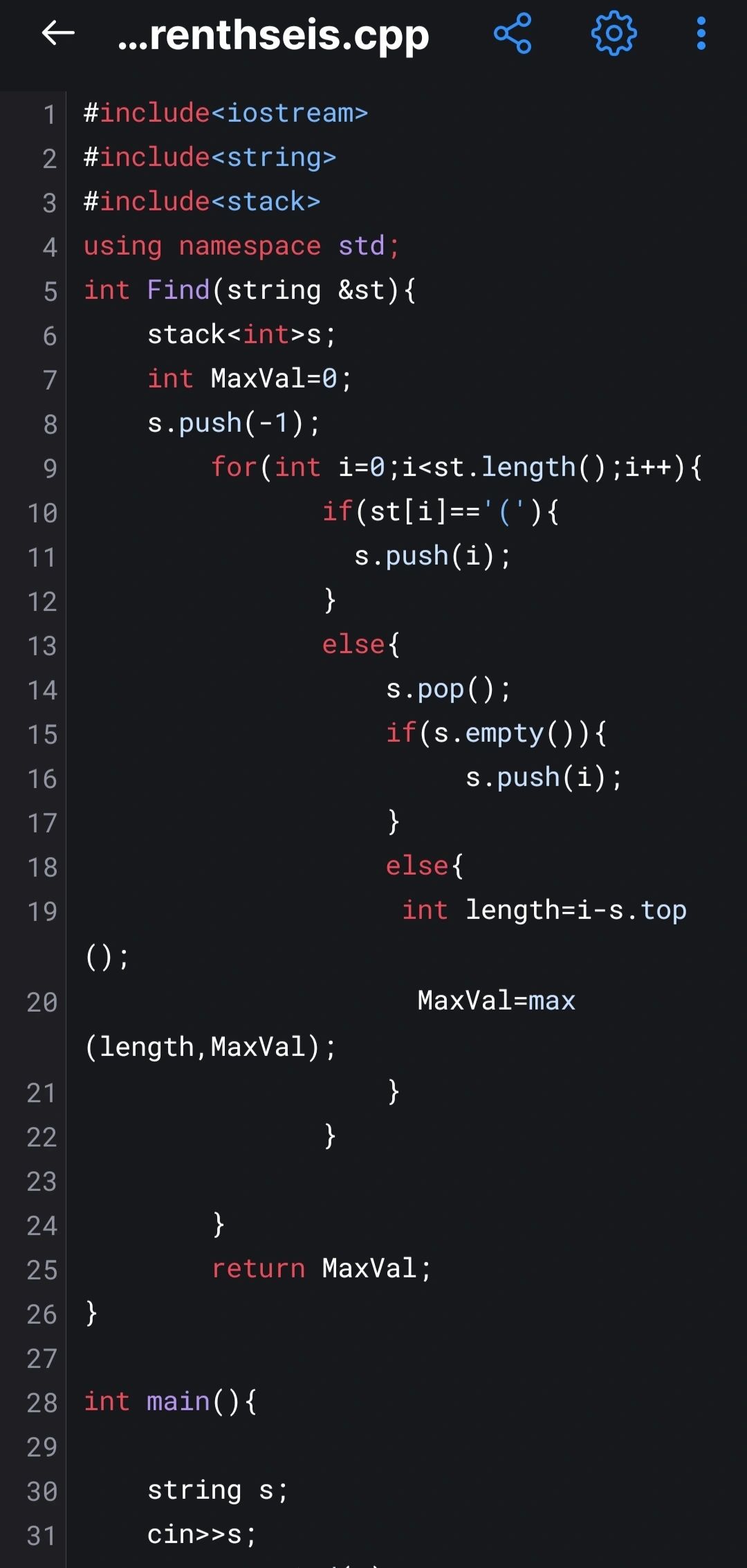 Akshat kumar on LinkedIn: Find longest parenthesis using c++. https ... Akshat kumar on LinkedIn: Find longest parenthesis using c++. https ...