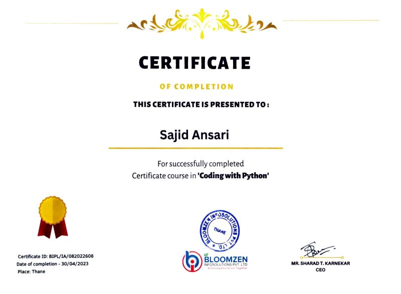 Sajid Ansari on LinkedIn: #connections #pythoncertification # ... Sajid Ansari on LinkedIn: #connections #pythoncertification # ...