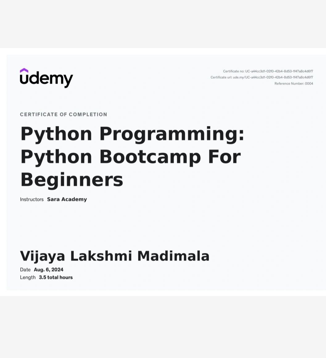 vijaya lakshmi madimala on LinkedIn: Python programming vijaya lakshmi madimala on LinkedIn: Python programming