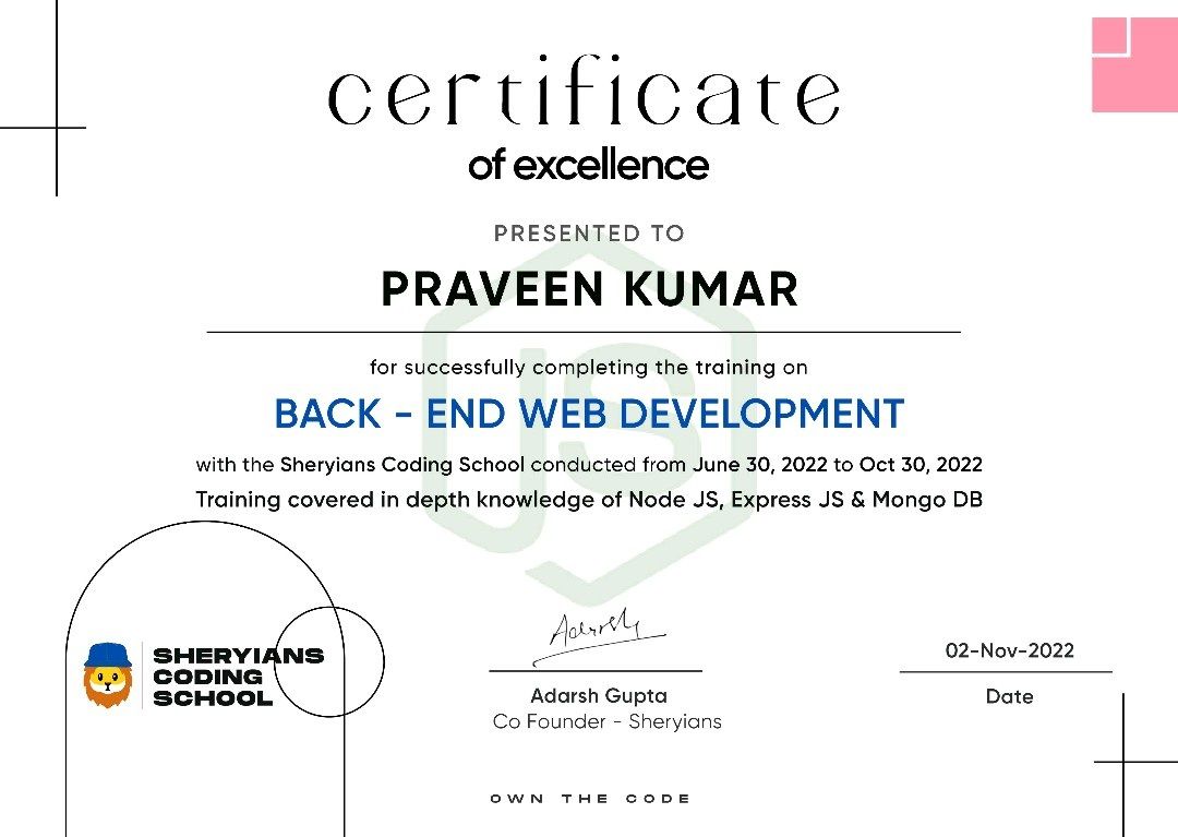 Praveen Kumar on LinkedIn: #backend #nodejs #mongodb #expressjs Praveen Kumar on LinkedIn: #backend #nodejs #mongodb #expressjs