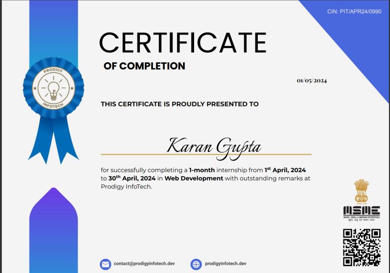 Karan Gupta on LinkedIn: #webdevelopment #internship #prodigy Karan Gupta on LinkedIn: #webdevelopment #internship #prodigy