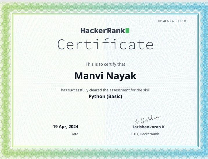 Manvi Nayak on LinkedIn: #python #hackerrank #coding #skill #learn # ... Manvi Nayak on LinkedIn: #python #hackerrank #coding #skill #learn # ...