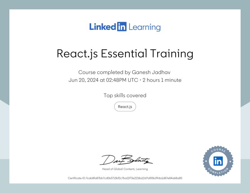 Ganesh Jadhav on LinkedIn: Certificate of Completion Ganesh Jadhav on LinkedIn: Certificate of Completion