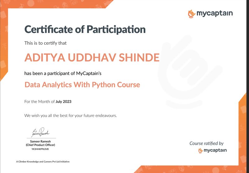 Aditya Shinde on LinkedIn: #dataanalytics #python #mycaptain Aditya Shinde on LinkedIn: #dataanalytics #python #mycaptain