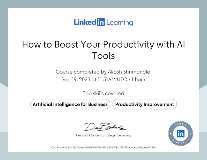 Akash Shrimandle on LinkedIn: Certificate of Completion Akash Shrimandle on LinkedIn: Certificate of Completion