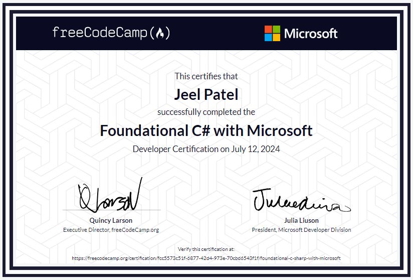 Jeel Patel on LinkedIn: #csharp #programming #freecodecamp # ... Jeel Patel on LinkedIn: #csharp #programming #freecodecamp # ...