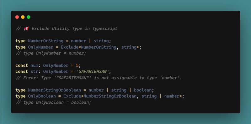 Ehsan Safari on LinkedIn: #typescript #utility_types #exclude Ehsan Safari on LinkedIn: #typescript #utility_types #exclude