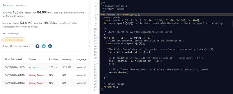 John Absolu on LinkedIn: Leetcode 13 (Roman to Integer) is a simple DSA ... John Absolu on LinkedIn: Leetcode 13 (Roman to Integer) is a simple DSA ...