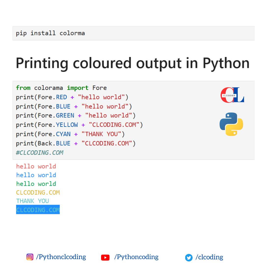 Python Coding on LinkedIn: Printing coloured output in Python Python Coding on LinkedIn: Printing coloured output in Python