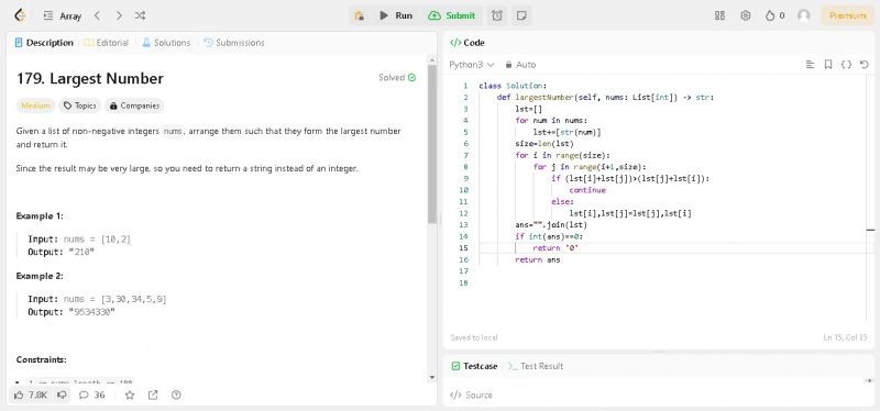 Osama Ghaffar on LinkedIn: Here is the LeetCode question 179 solution ... Osama Ghaffar on LinkedIn: Here is the LeetCode question 179 solution ...