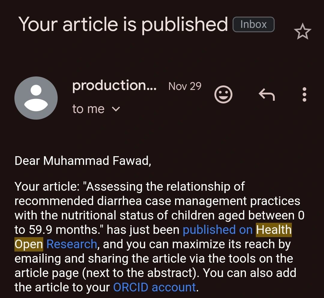 New article on diarrhea management by Health Open Research | Muhammad ... New article on diarrhea management by Health Open Research | Muhammad ...