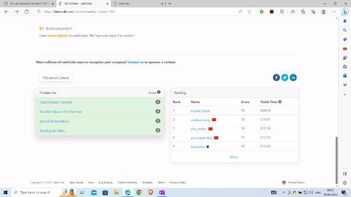 Vishal Kumar on LinkedIn: 4/4 Leetcode weekly contest 350 Vishal Kumar on LinkedIn: 4/4 Leetcode weekly contest 350