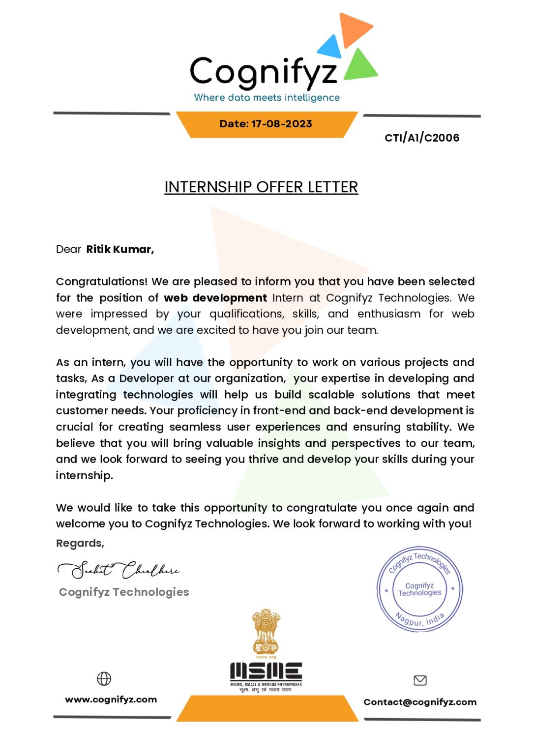 Ritik Kumar on LinkedIn: #internship #cognifyztech #webdevelopment # ... Ritik Kumar on LinkedIn: #internship #cognifyztech #webdevelopment # ...