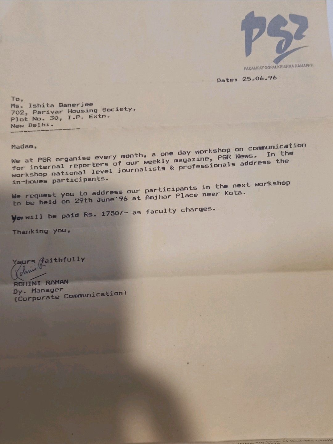 Ishita Banerjee on LinkedIn: I recently came across a letter dated 1996 ... Ishita Banerjee on LinkedIn: I recently came across a letter dated 1996 ...