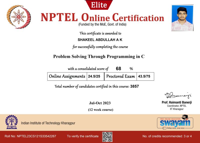 Shakeel Abdullah Ahamed Batcha on LinkedIn: #cprogramming #iitkharagpur ... Shakeel Abdullah Ahamed Batcha on LinkedIn: #cprogramming #iitkharagpur ...