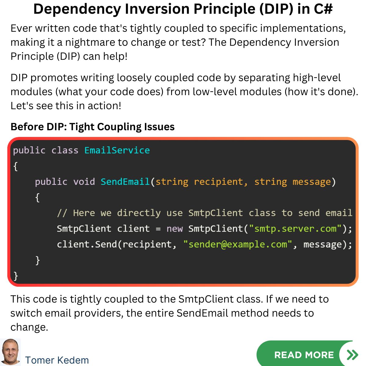 Tomer Kedem on LinkedIn: #programming #solid #designprinciples Tomer Kedem on LinkedIn: #programming #solid #designprinciples