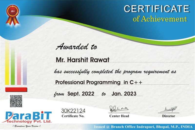 Harshit Rawat on LinkedIn: #cplusplus #certification Harshit Rawat on LinkedIn: #cplusplus #certification
