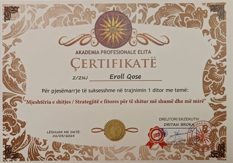 Eroll Qose on LinkedIn: #salesskills #professionalgrowth #certificate Eroll Qose on LinkedIn: #salesskills #professionalgrowth #certificate