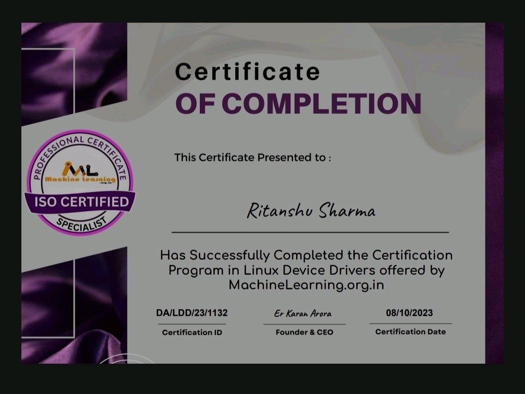 Ritanshu Sharma on LinkedIn: #linuxdrivercertification #opensource # ... Ritanshu Sharma on LinkedIn: #linuxdrivercertification #opensource # ...